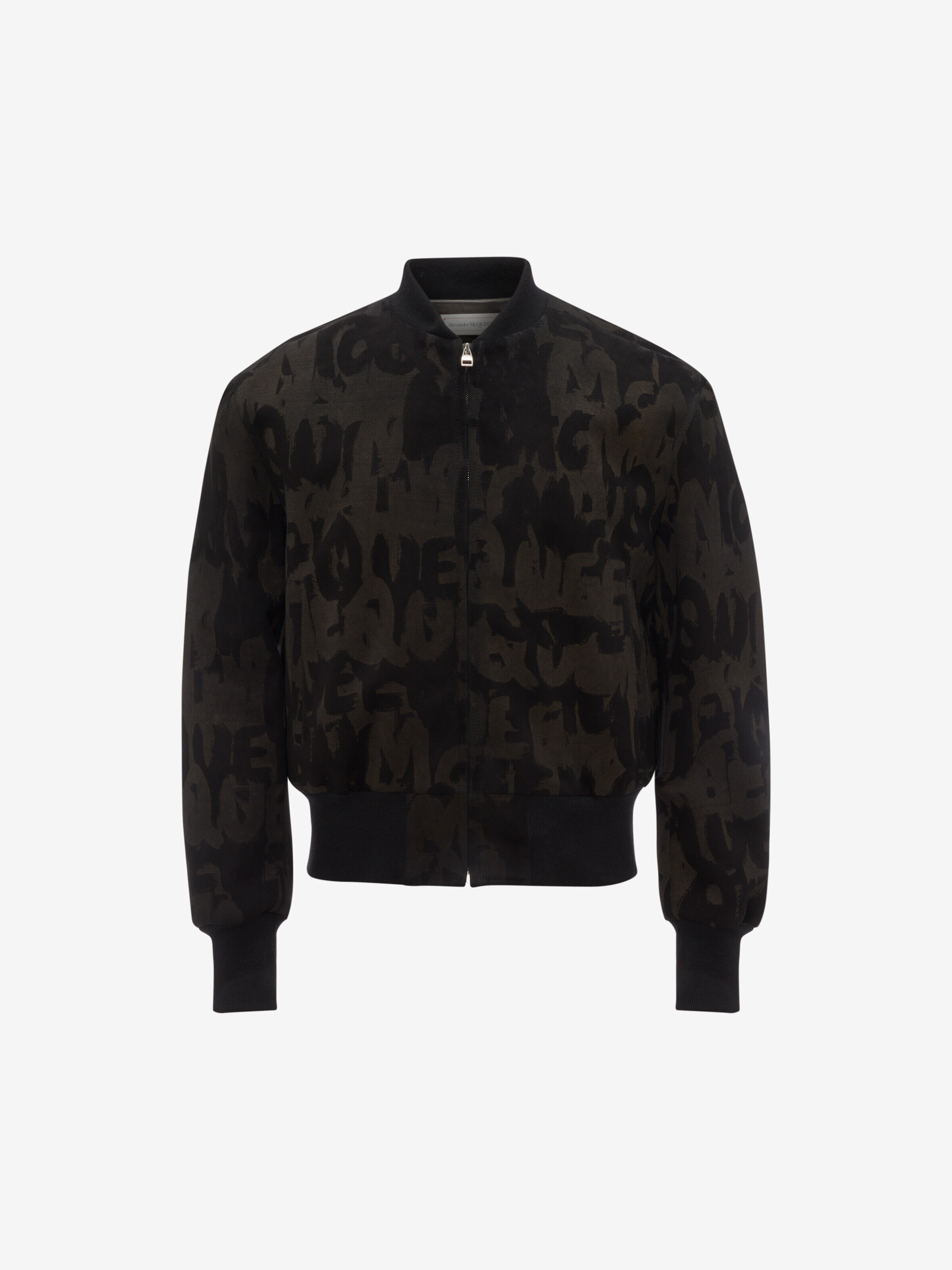 Alexander Mcqueen Mcqueen Graffiti Leather Jacket In Black/dark Grey ...